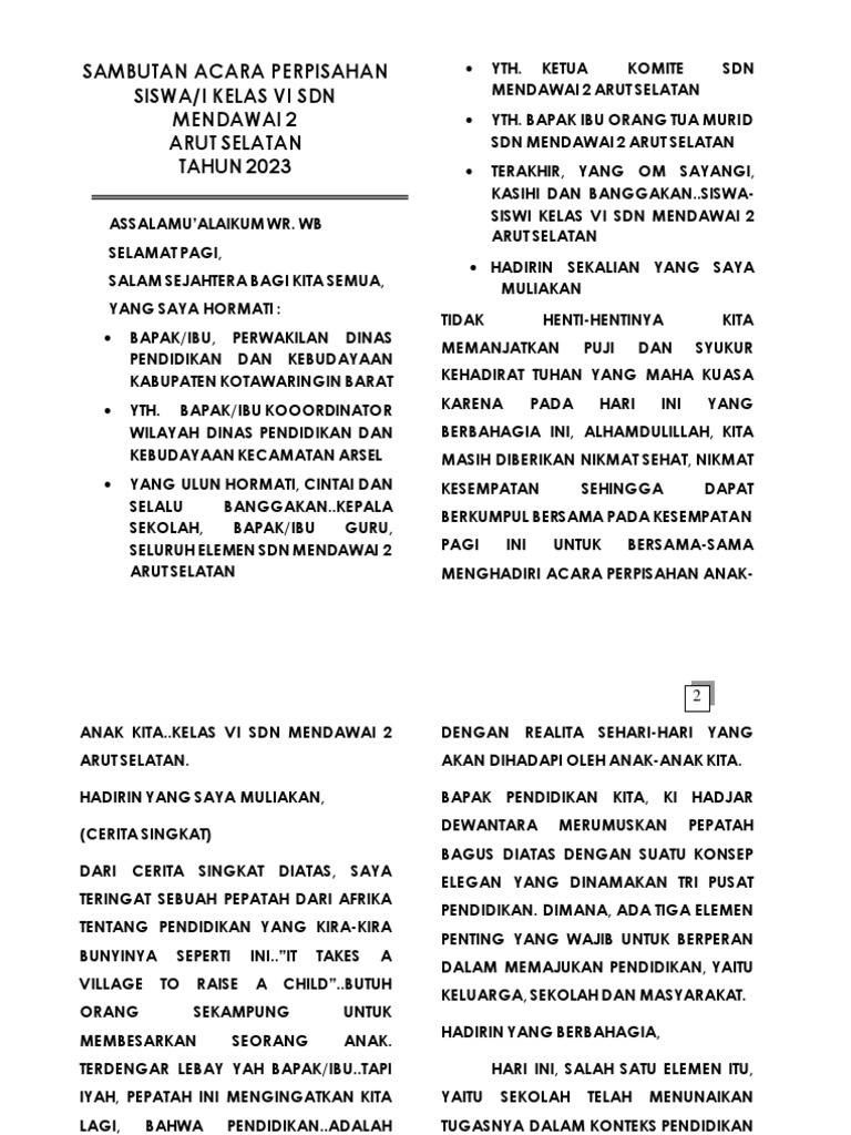 Sambutan Perpisahan Kev | PDF