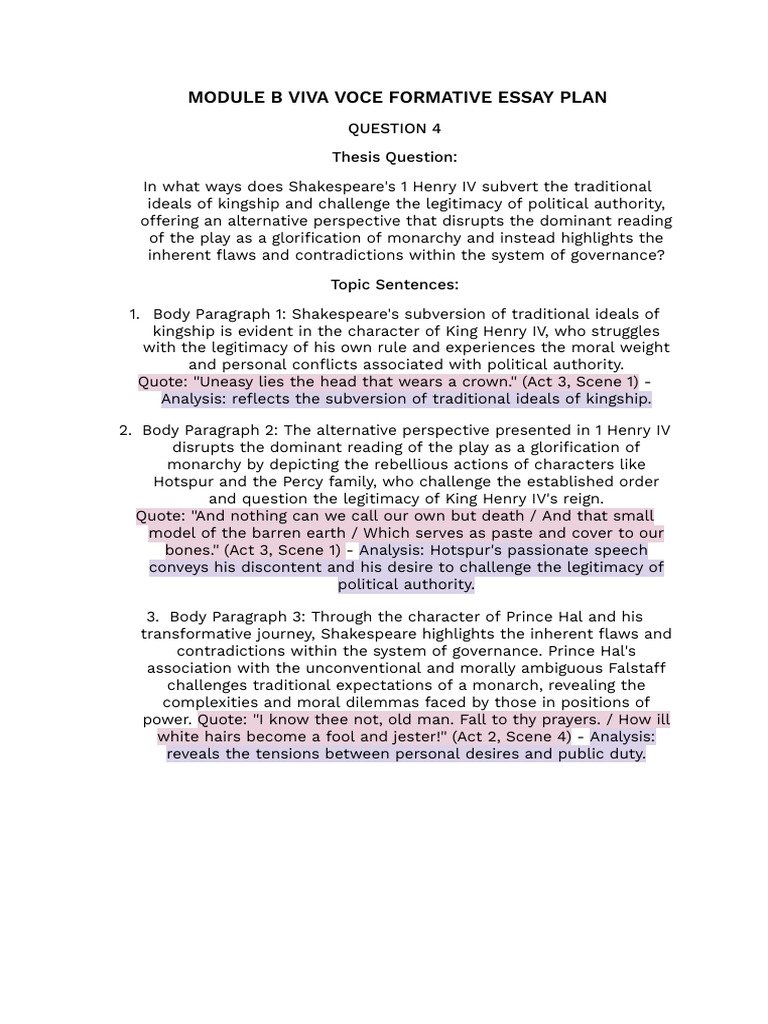 ESSAY PLAN FORMATIVE | PDF