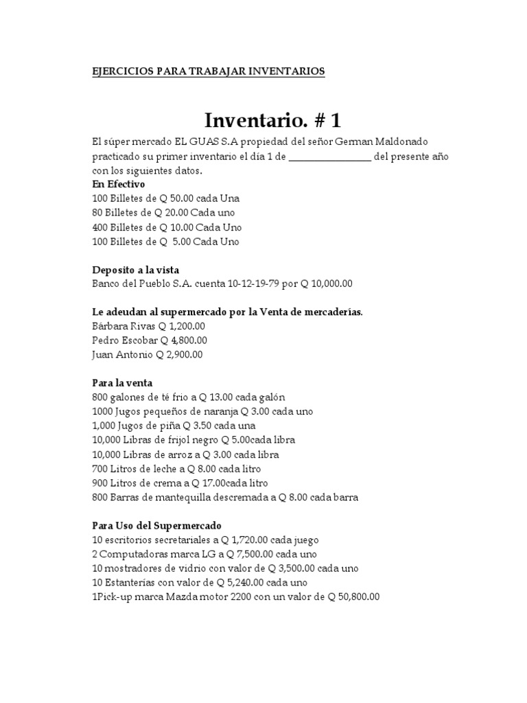 Ejercicios Inventarios | PDF