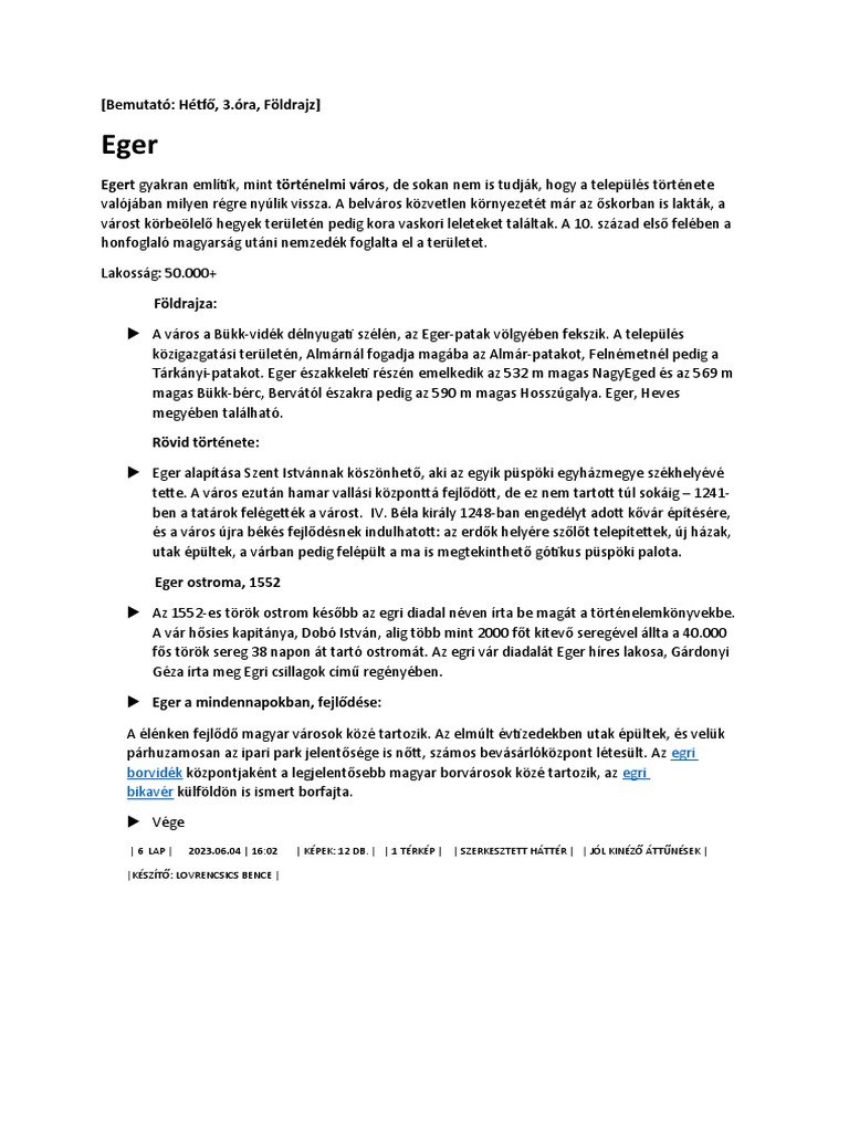 Eger Bemutató | PDF