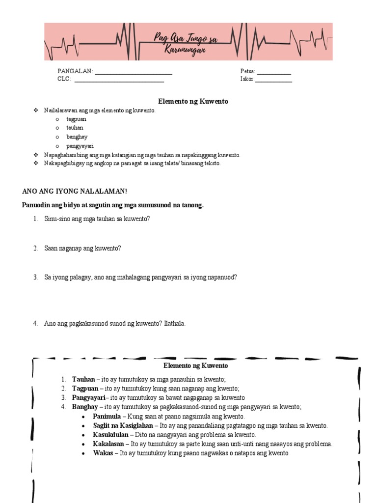 Elemento NG Kuwento | PDF