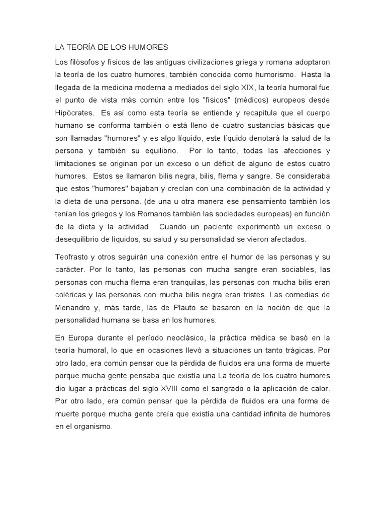 Punto 4 - Teoría de Los Humores | PDF | Ciencia y matemáticas
