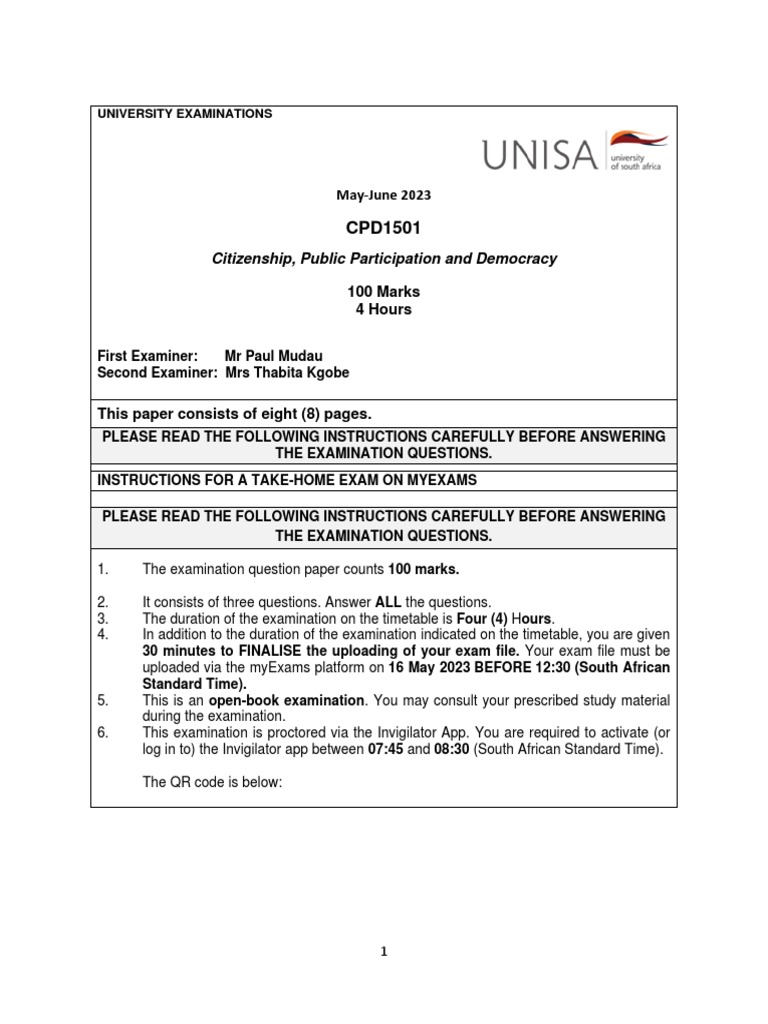 CPD1501 May-June Exam Question Paper | PDF | Plagiarism | Academic ...