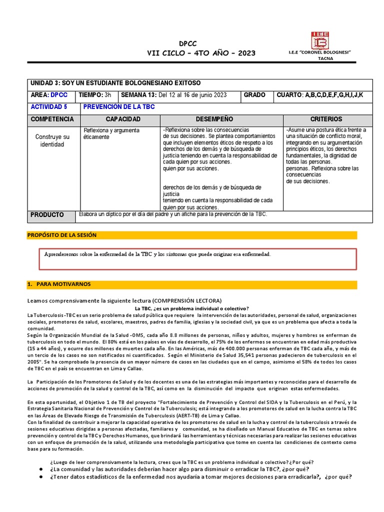 Unidad 3 Act 5 DPCC 4º Iib | PDF | Tuberculosis