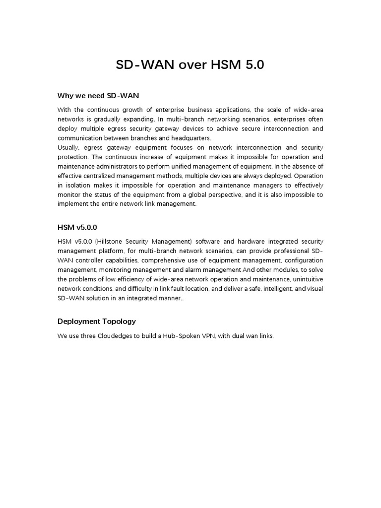 SD-WAN Deployment with HSM 5.0 | PDF | Computer Network | Virtual ...