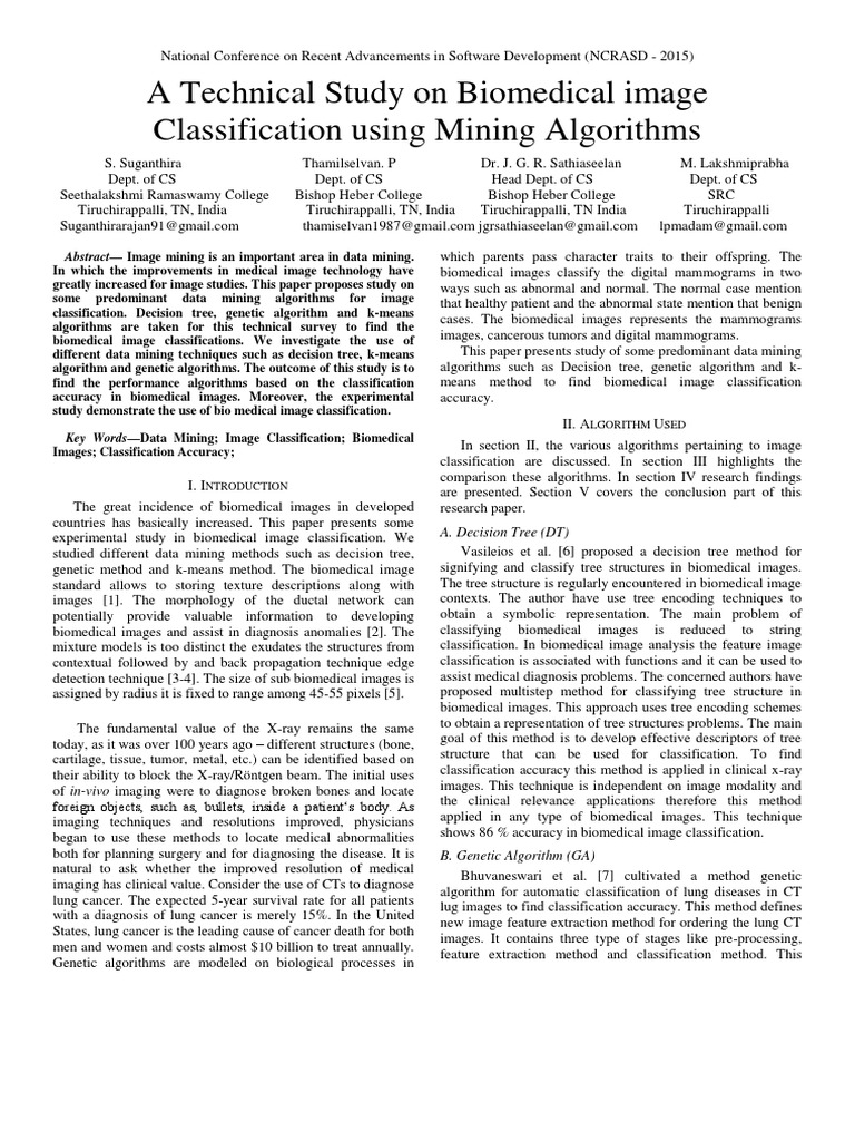 A Technical Study On Biomedical Image Classification Using Mining Algorithms | PDF | Ct Scan ...