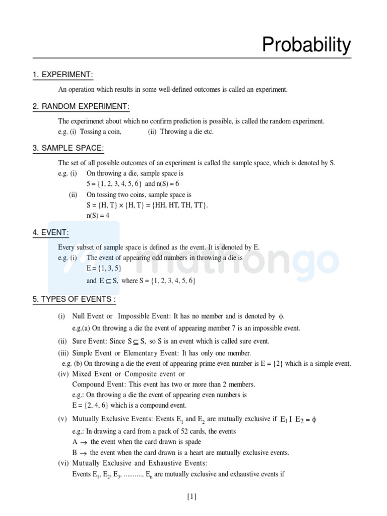 Probability - Formula Sheet - MathonGo | PDF | Probability | Mathematics Probability - Formula Sheet - MathonGo | PDF | Probability | Mathematics