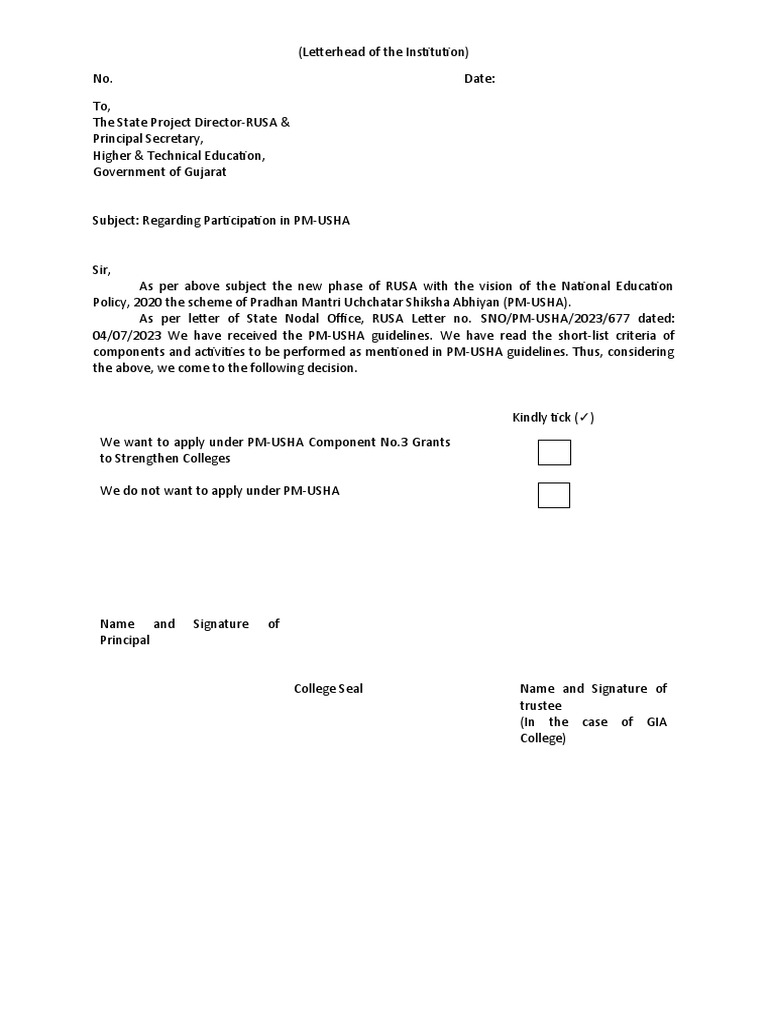 Format For Declaration - College | PDF