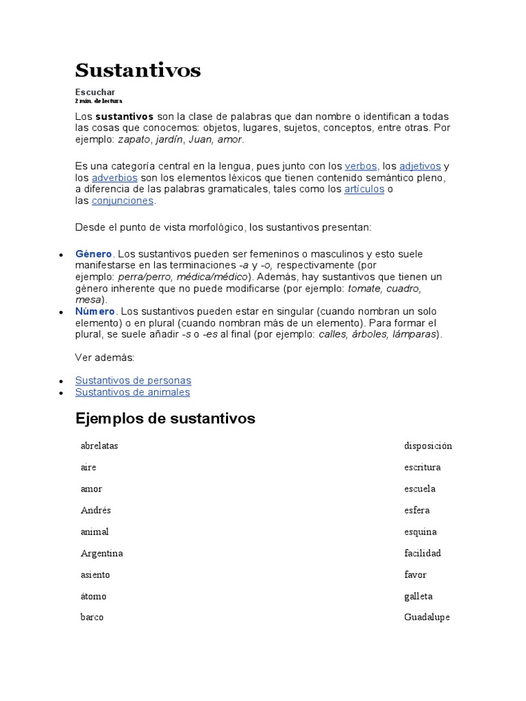 Sustantivos | PDF | Verbo | Sustantivo