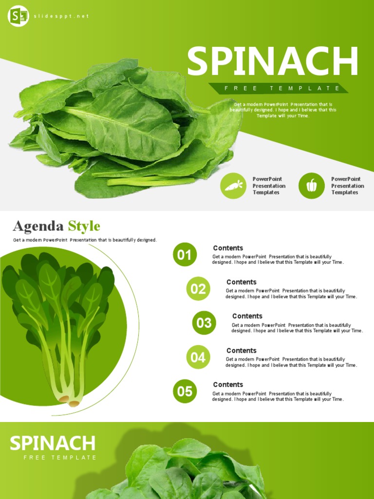 Spinach: Free Template | PDF | Infographics | Microsoft Power Point