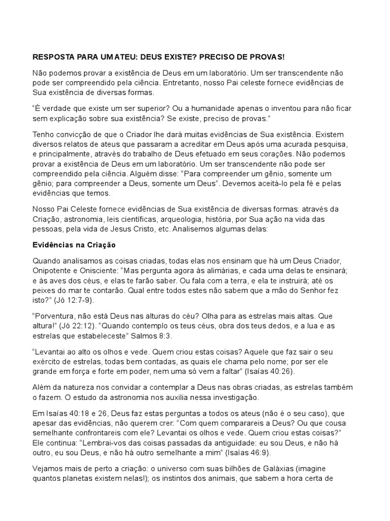 Como Provar A Existência De Deus Pdf Deus Science
