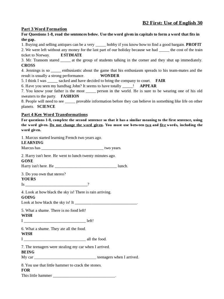B2 Use of English 30 | PDF | Language Arts & Discipline