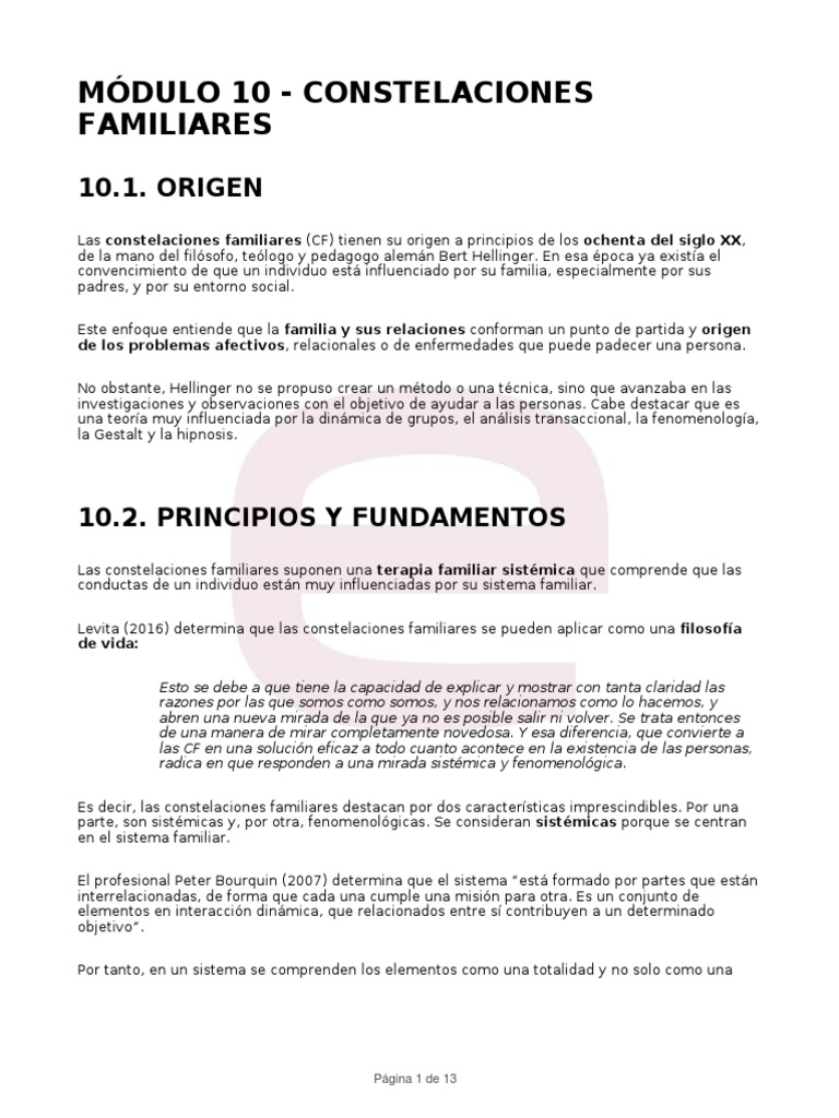 Modulo 10 Constelaciones Familiares | PDF | Amor | Psicoterapia