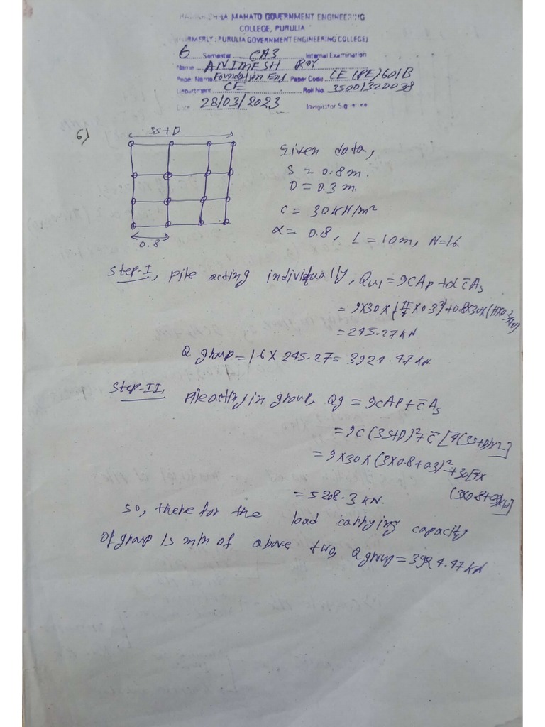 CE (PE) 601B Foundation Engineering | PDF