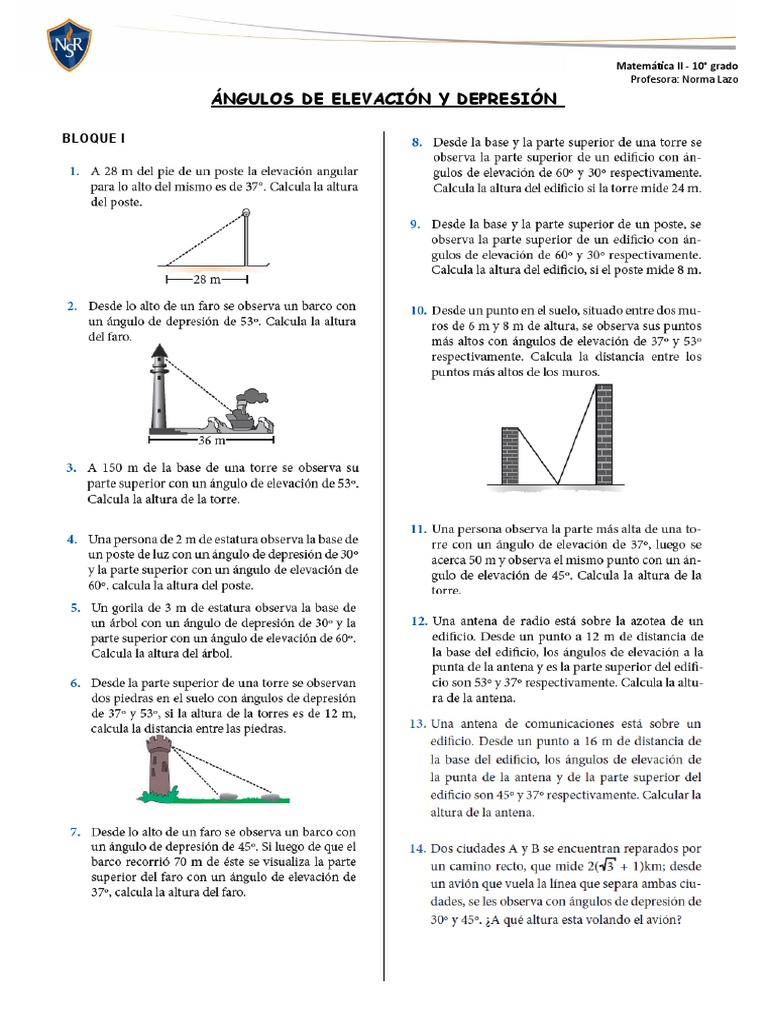 Ángulos de elevacion y depresión | PDF
