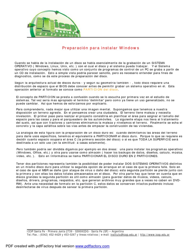 Preparación Para Instalar Windows | PDF | Microsoft Windows | Windows XP