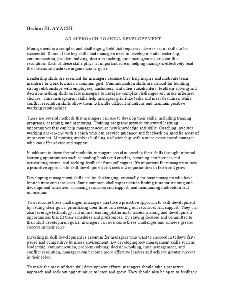 Brahim EL AYACHI Skills | PDF | Mentorship | Leadership