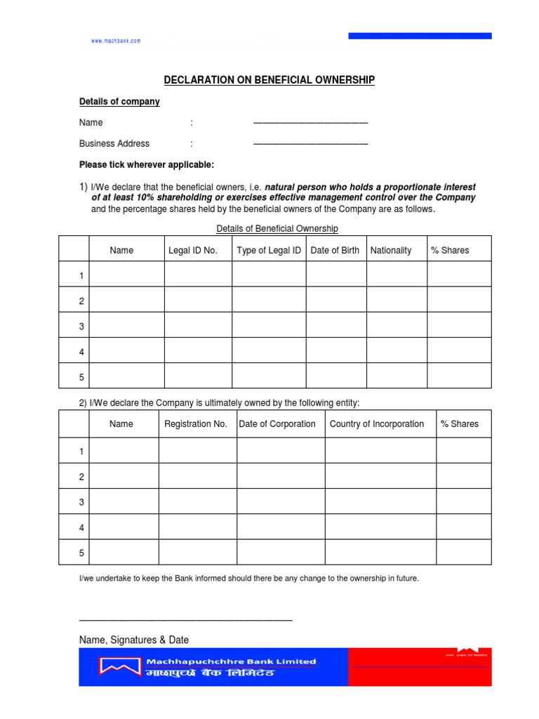 Declaration On Beneficial Ownership | PDF