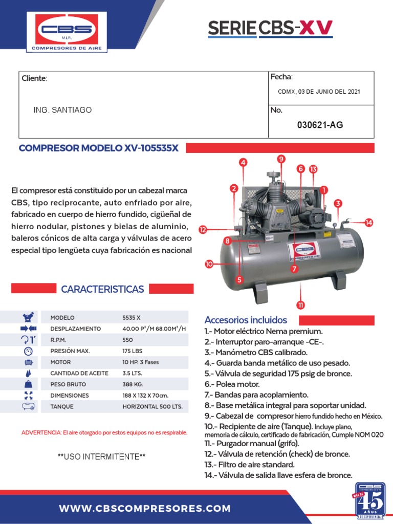 Compresor Cbs | PDF | Máquinas | Bienes manufacturados
