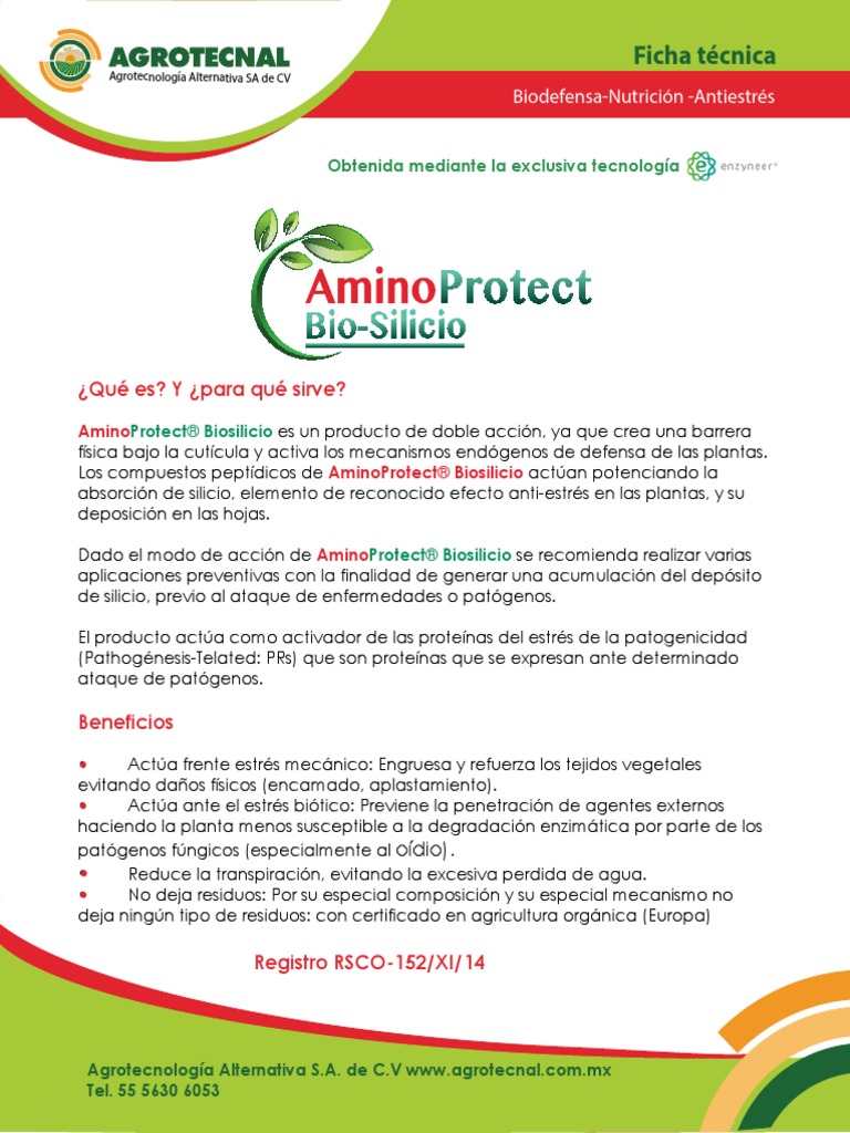 Ficha Tecnica Aminoprotect Bio Silicio | PDF | Proteínas | Plantas