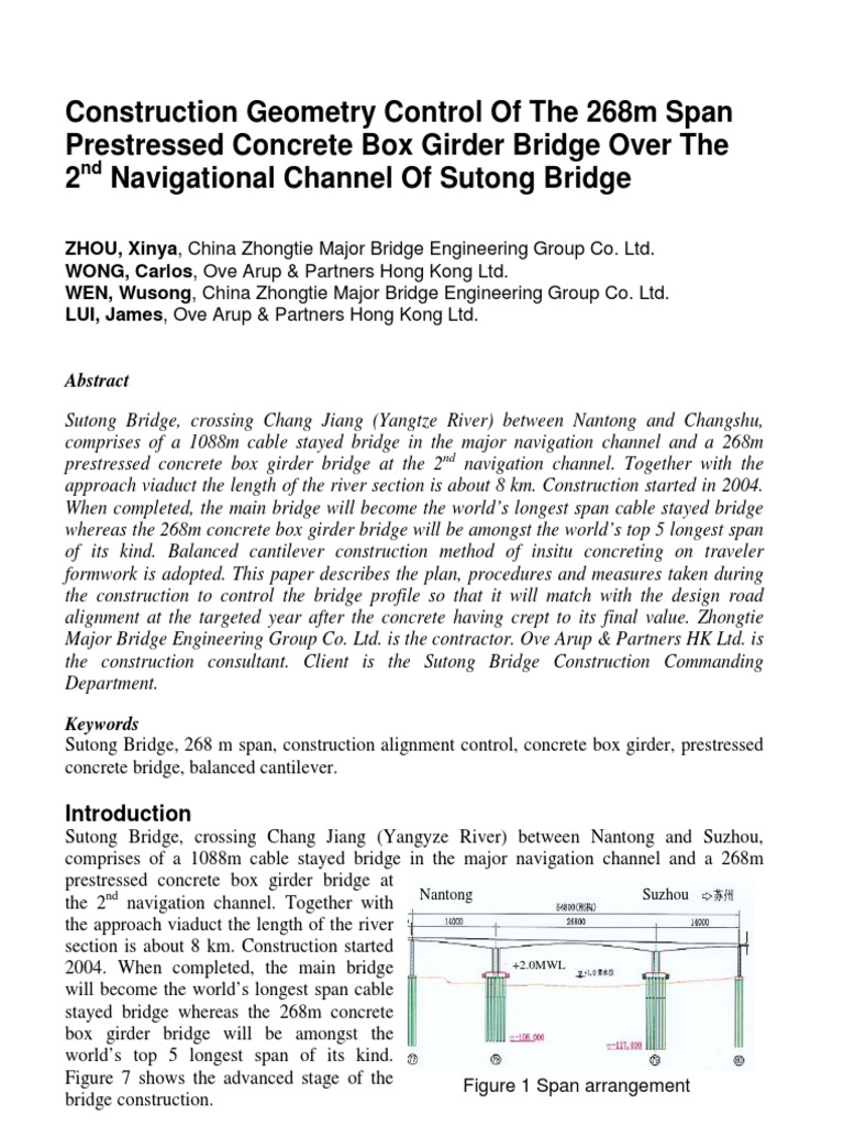 Sutong Bridge 268m Span Control | PDF | Bridge | Creep (Deformation)