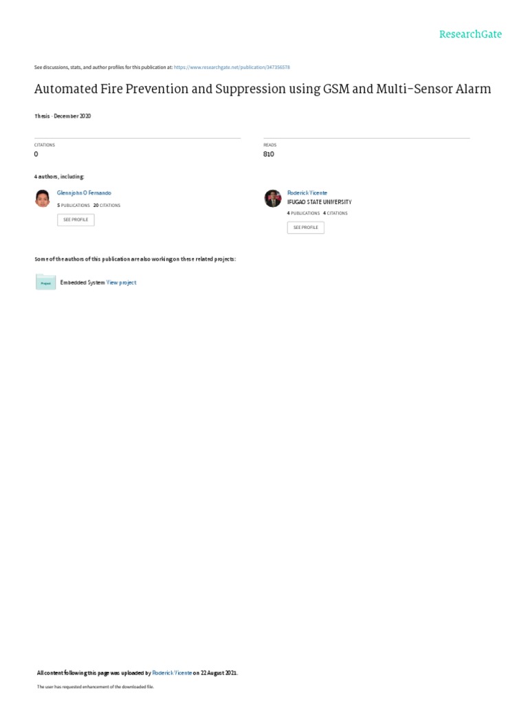 Automated Fire Preventionand Suppression System | PDF | Fires | Sensor