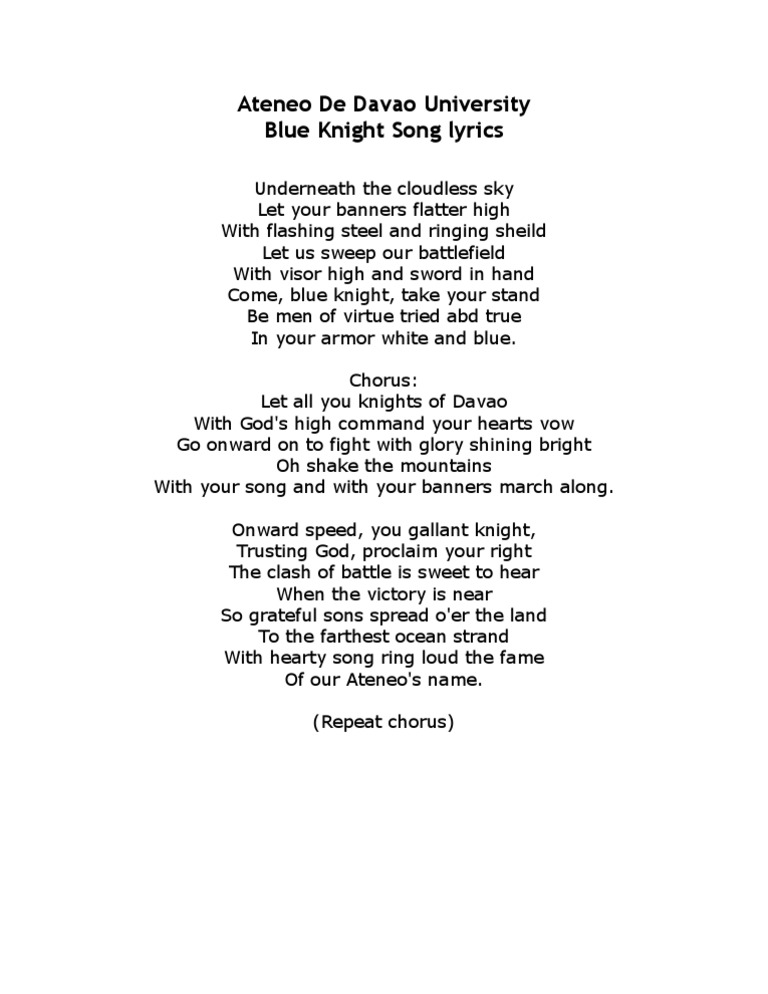 Ateneo Blue Knights Song Lyrics | PDF