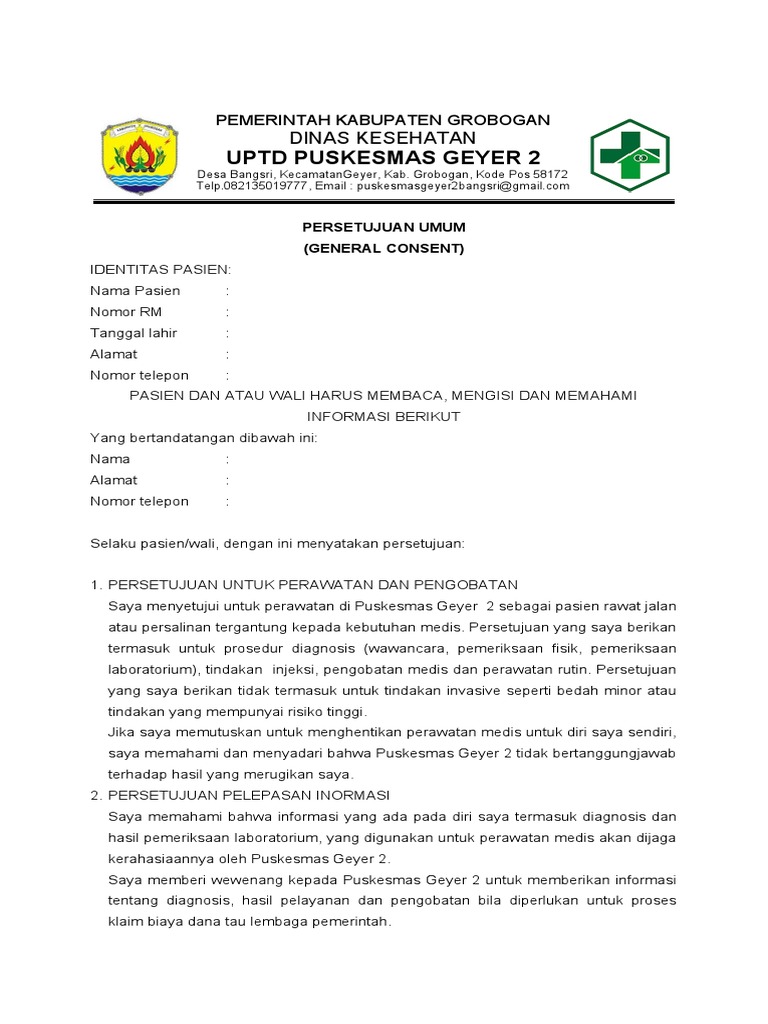 3.1.1.4 Contoh General Consent | PDF | Pengembangan Diri