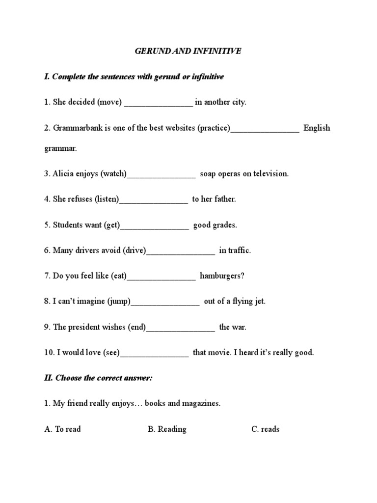 Gerund and Infinitive | PDF | Language Arts & Discipline