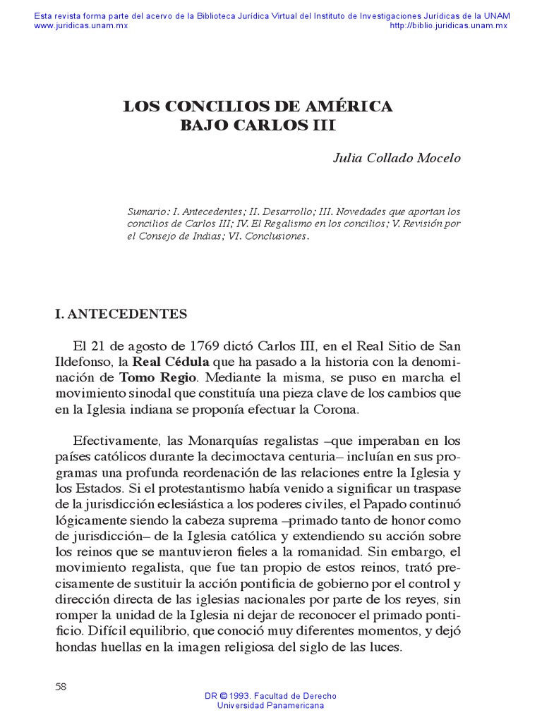 Los Concilios de América Bajo Carlos III - JULIA COLLADO | PDF ...