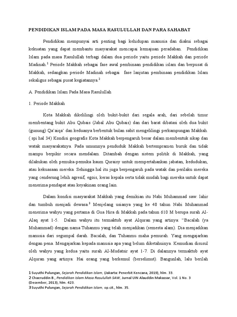 Pendidikan Islam Pada Masa Rasulullah | PDF | Politik | Sejarah