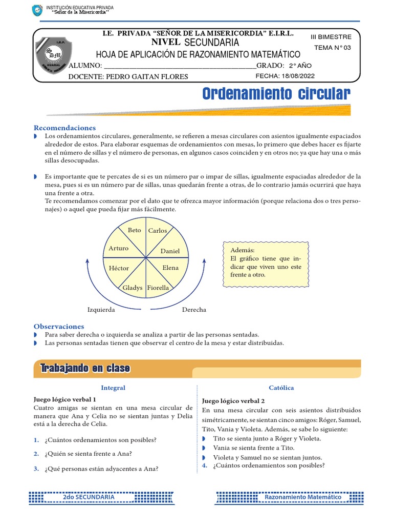 Ordenamiento Circular | PDF