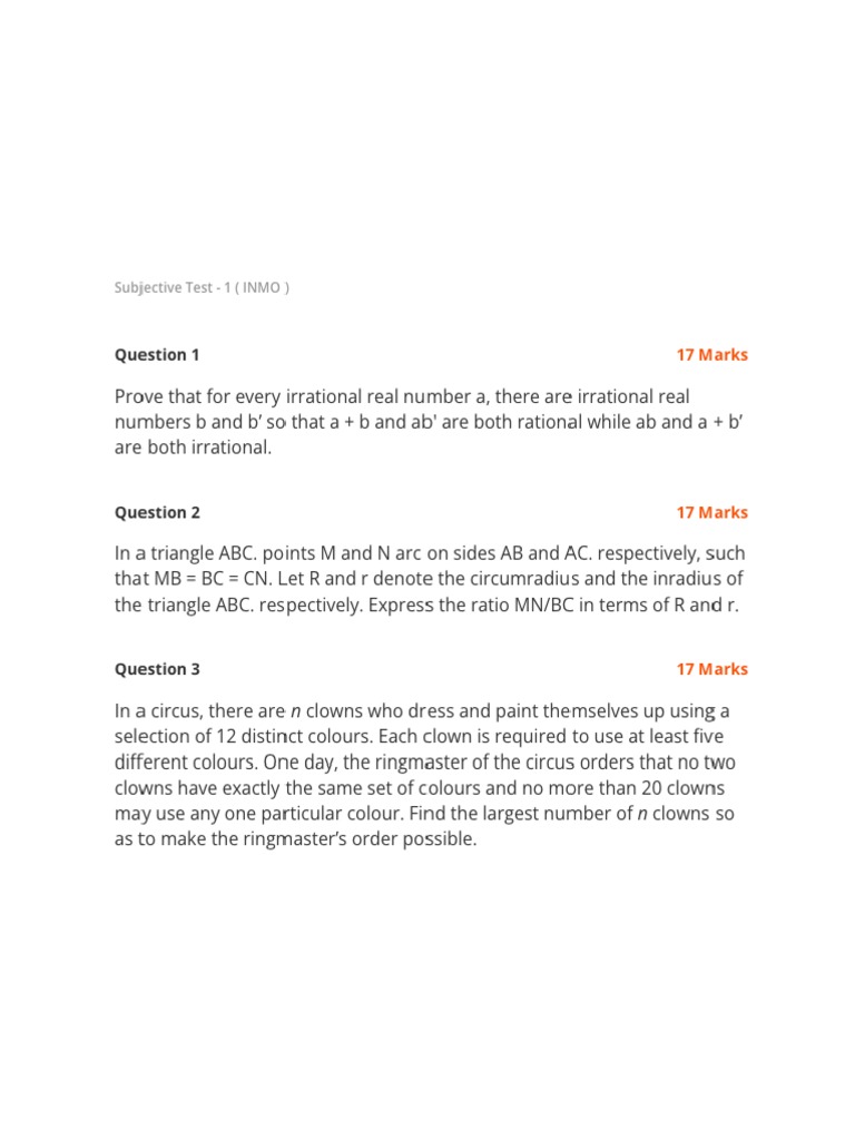INMOPractice Qs | PDF