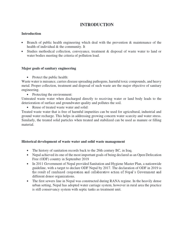 Introduction - Sanitary Engineering | PDF | Sewage Treatment | Sanitary ...
