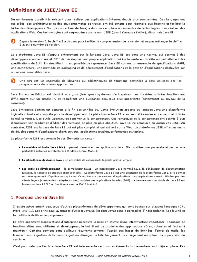 1.2-Définitions de J2EE-Java EE | PDF | Java (Langage de programmation ...