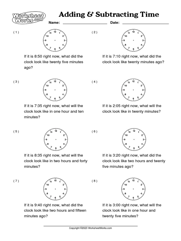 WorksheetWorks Adding Subtracting Time 1 | PDF
