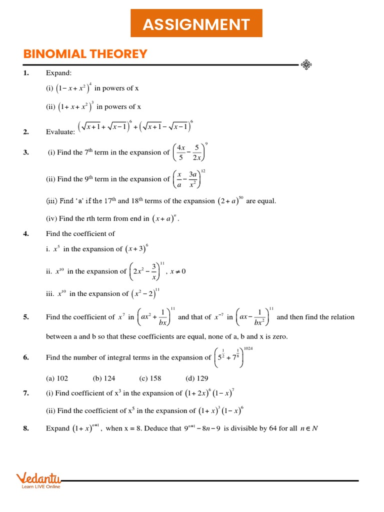 Binomial Assignment | PDF | Mathematical Notation | Mathematical Objects