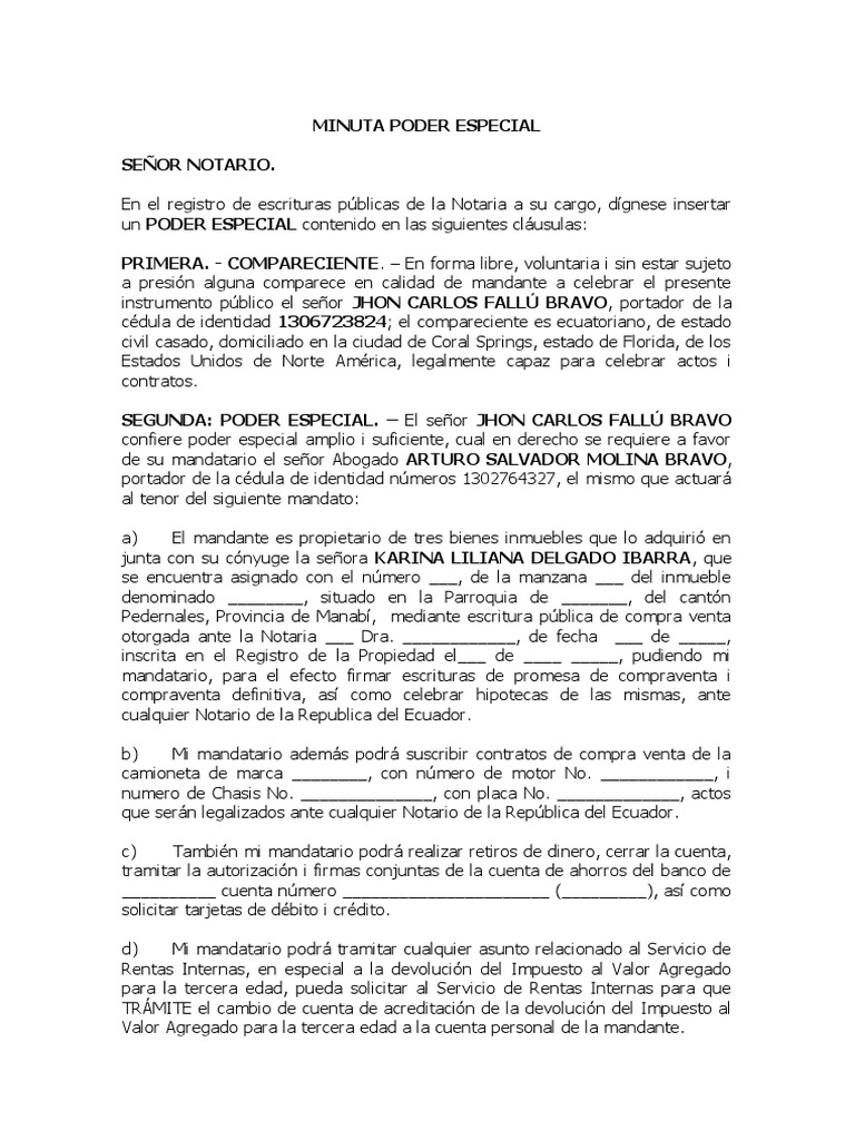 Minuta de Poder Especial | PDF