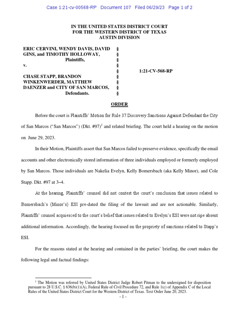 San Marcos Sanction | PDF | Lawsuit | Discovery (Law)