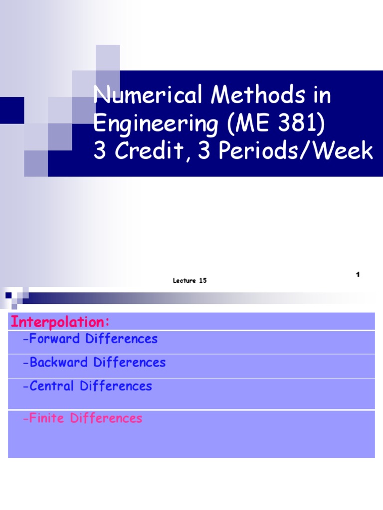 Revised Lecture - 15 - Interpolation - Finite Difference - Divided ...