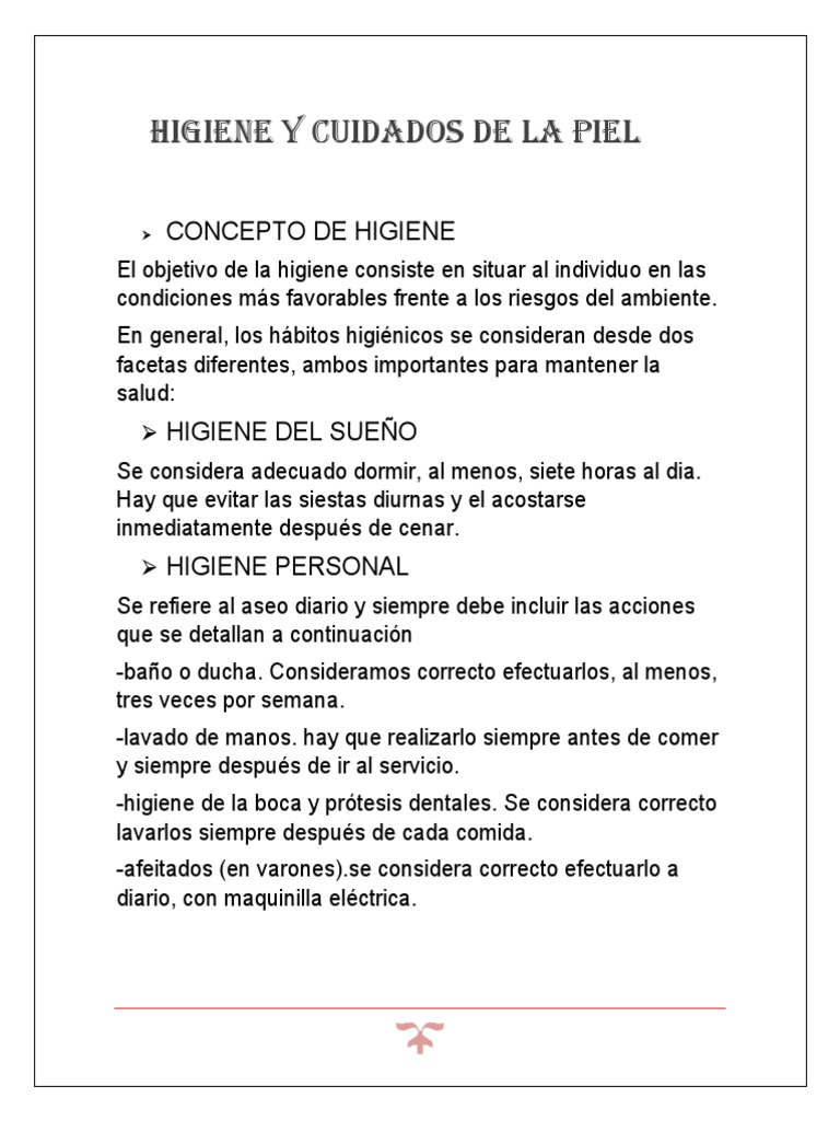 Higiene y Cuidados de la Piel | PDF | Higiene | Agua