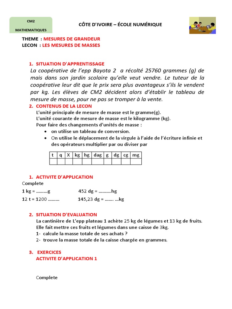 Mesures de Masse en CM2 | PDF | Méthodes et références pédagogiques