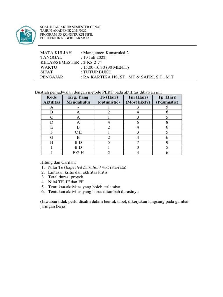 Revisi Soal Uas Mankon 2 - 2KS2 - 2021-2022 | PDF