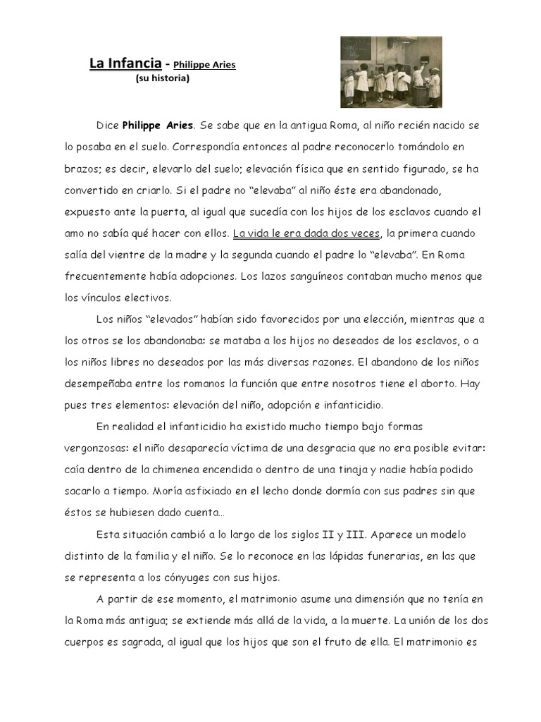 La Infancia - Philippe Aries. | PDF | Roma antigua | Matrimonio