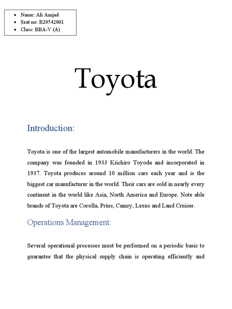 Toyota | PDF | Toyota | Logistics