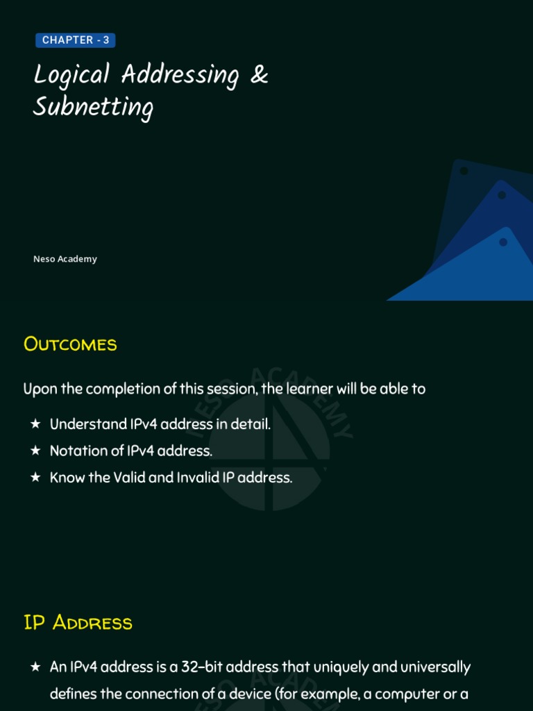 Logical Addressing & Subnetting: Chapter - 3 | PDF | Ip Address | Networking Standards
