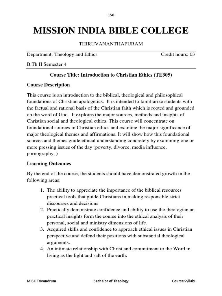 Ethics Syllabus | PDF | Course Credit | Theology