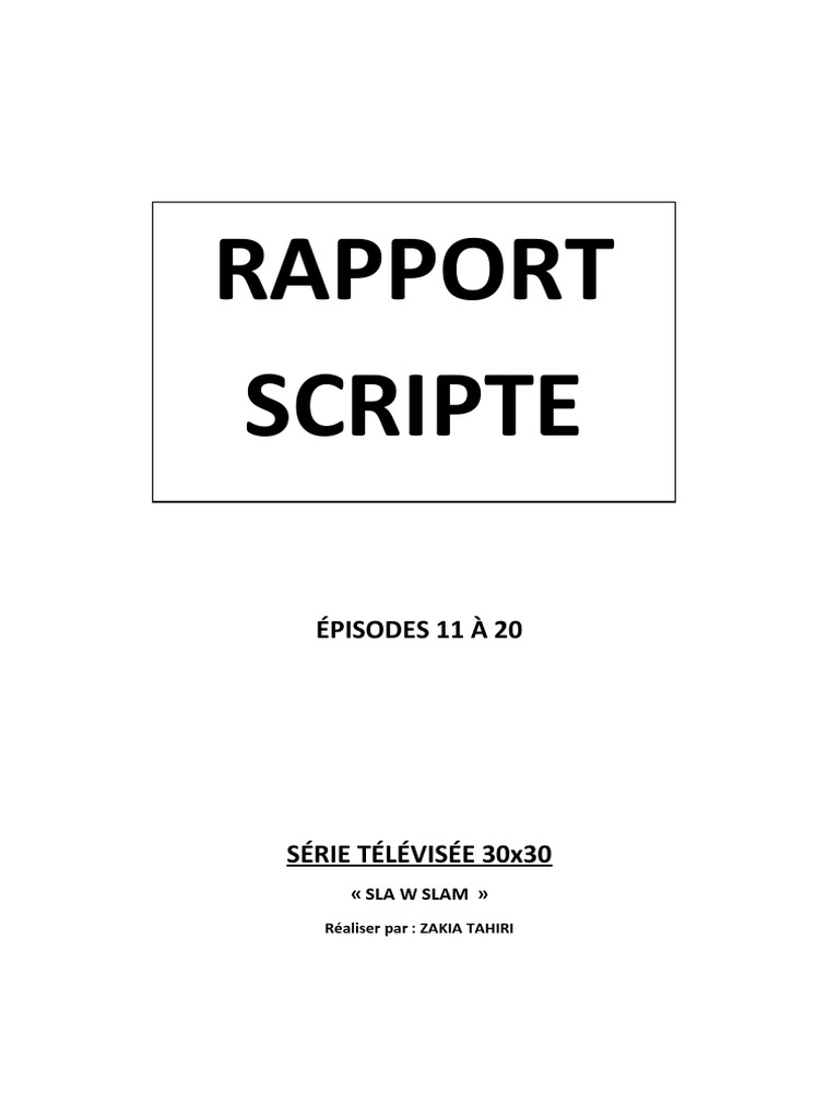 Rapport Scripte Ep 11 A 20 Page de Garde | PDF