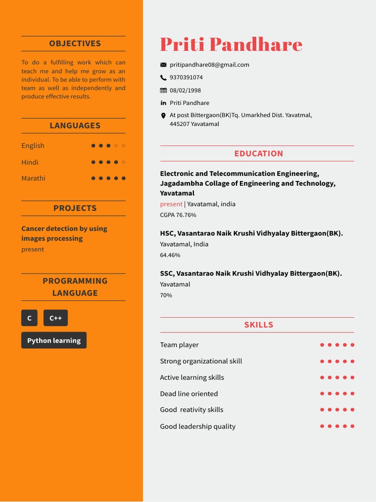 CV of Priti Pandhare | PDF
