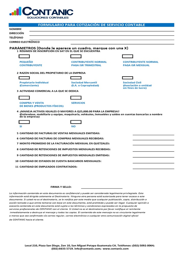 Formulario para Cotizar Servicio Contable | PDF